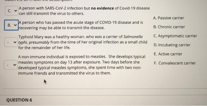 Solved C. A. Passive carrier B. B. Chronic carrier C. | Chegg.com