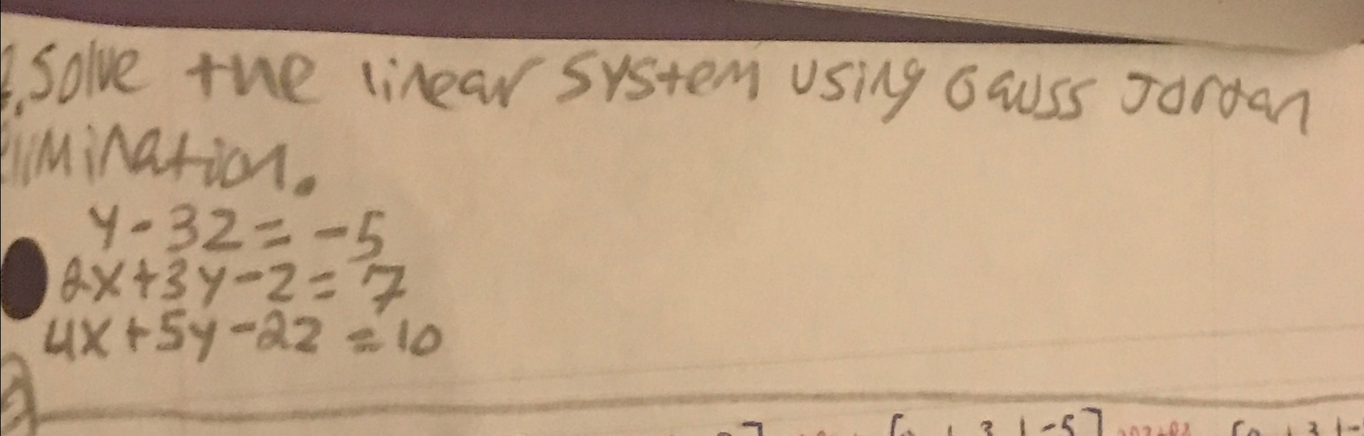 Solved folve the linear system using Gauss Jordan | Chegg.com