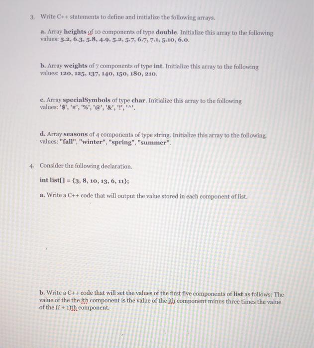 Solved CSC 170 Array Worksheet November 10, 2020 Name 1. | Chegg.com