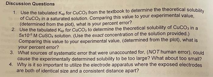 Solved 1. Use the tabulated Ksp for CuCO3 from the textbook | Chegg.com