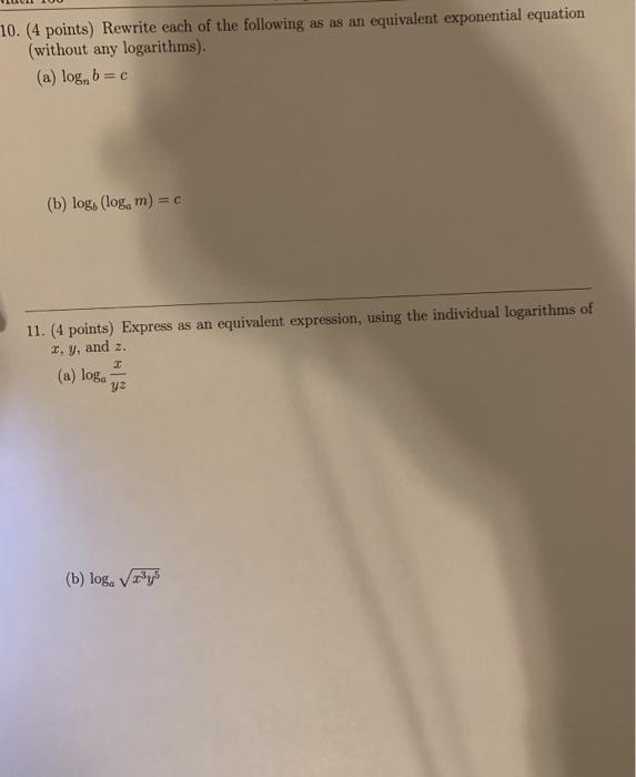 Solved 10. (4 points) Rewrite each of the following as as an | Chegg.com