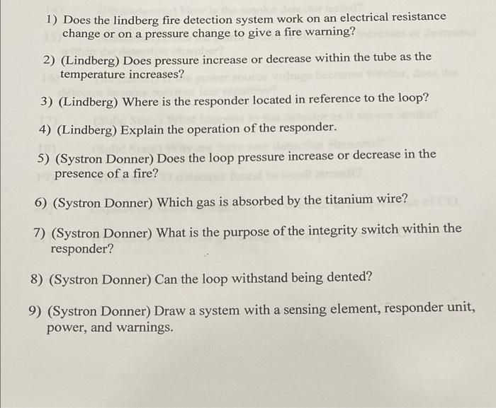 Solved 1) Does the lindberg fire detection system work on an | Chegg.com