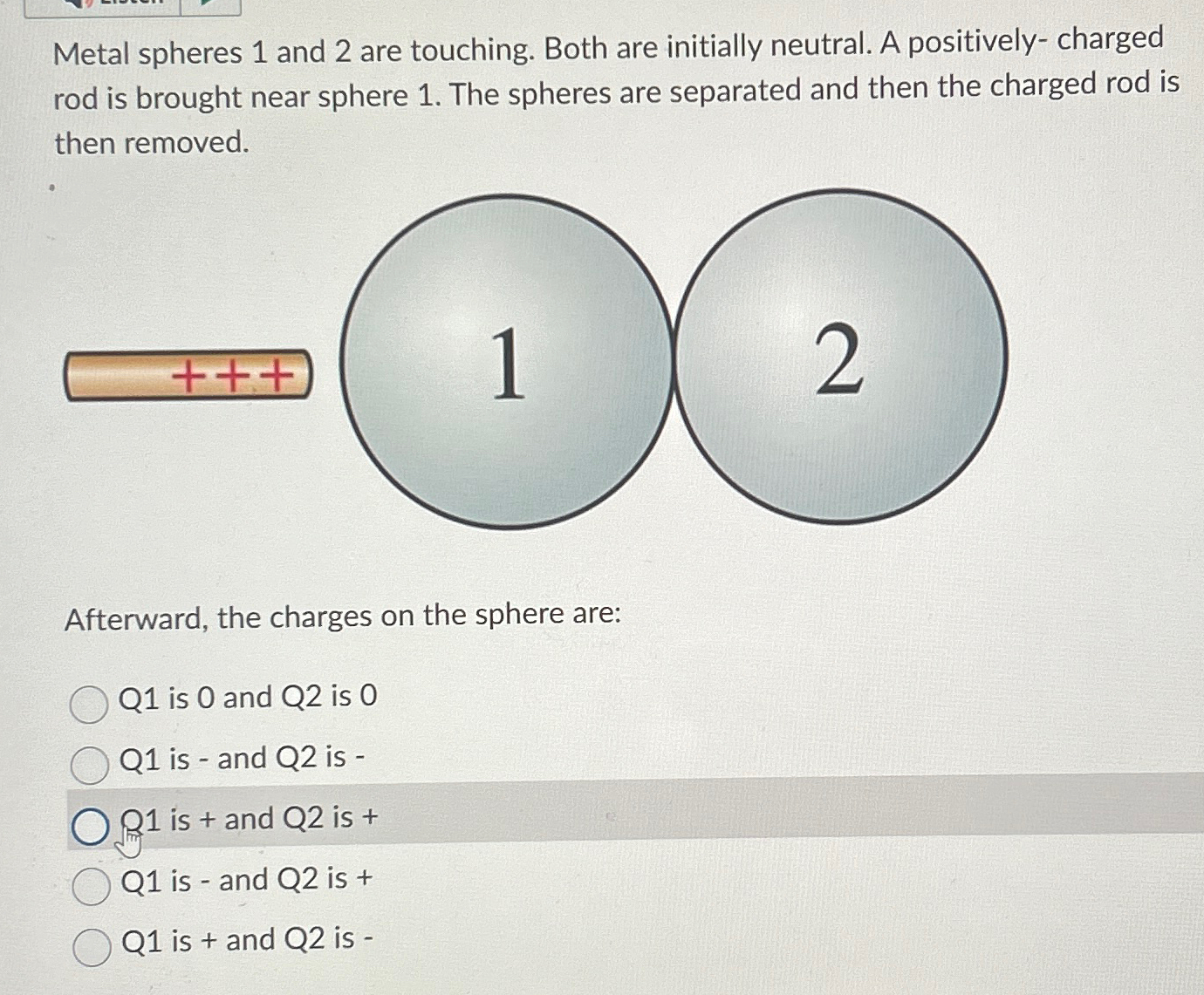 Solved Metal spheres 1 ﻿and 2 ﻿are touching. Both are | Chegg.com