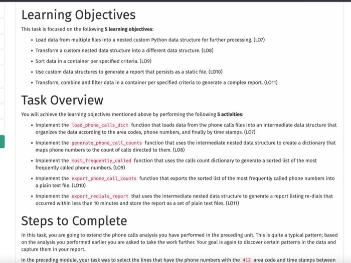 Learning objectives This task is focused on the | Chegg.com