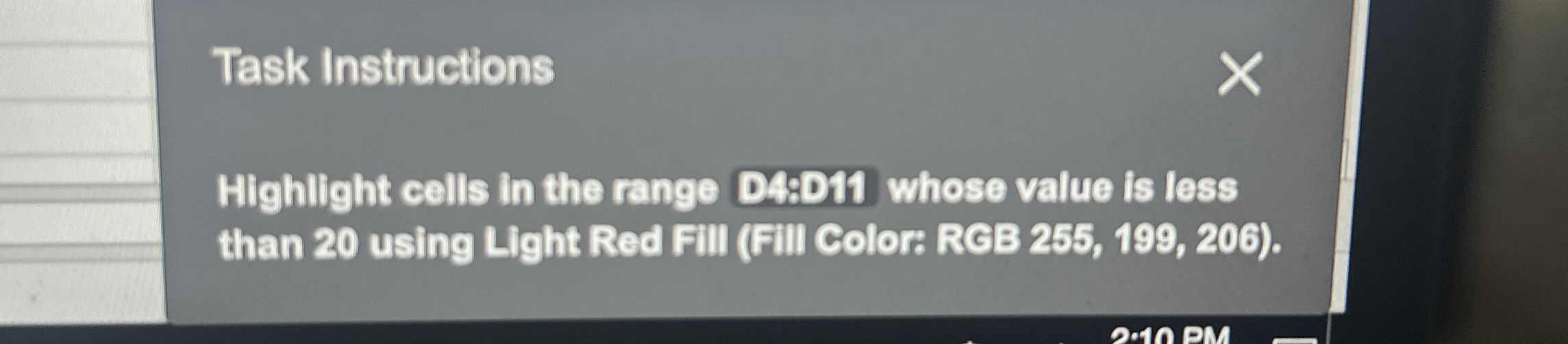 Solved Task InstructionsHighlight cells in the range DAd11 | Chegg.com