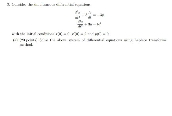 Solved 3. Consider the simultaneous differential equations | Chegg.com