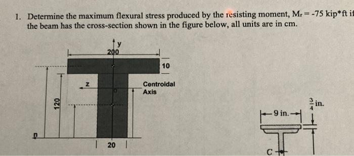 Solved 1. Determine the maximum flexural stress produced by | Chegg.com