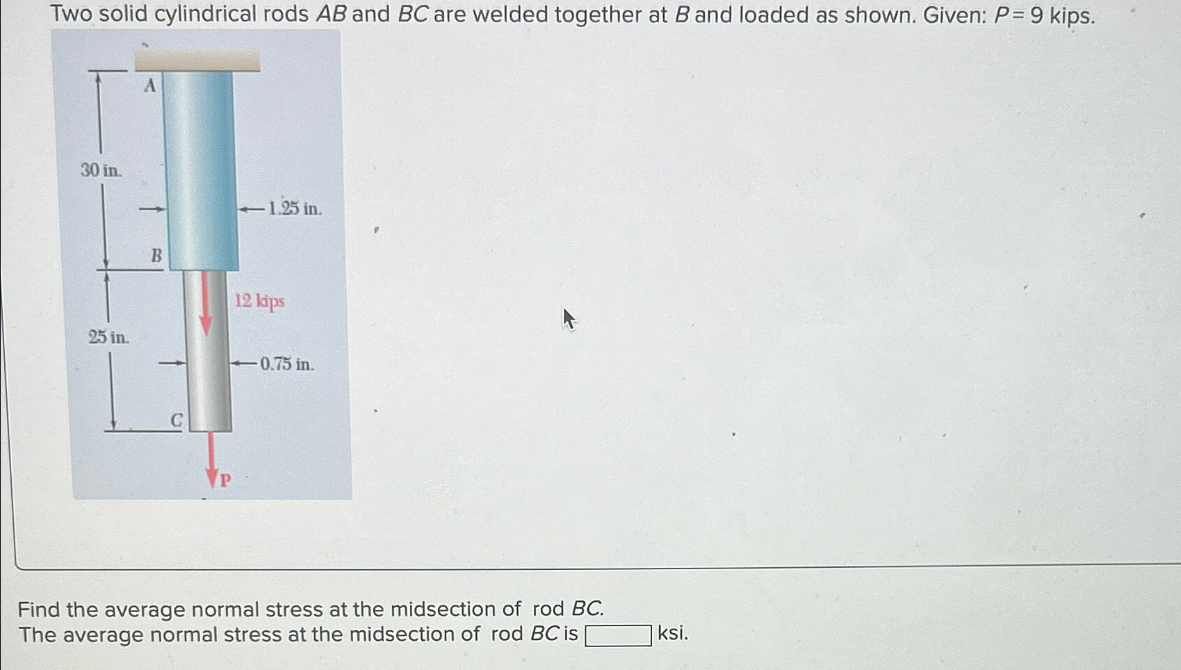 Solved Two solid cylindrical rods AB ﻿and BC ﻿are welded | Chegg.com