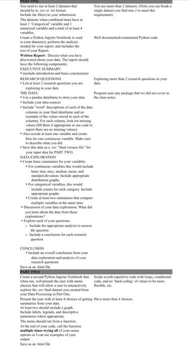 Solved PART ONE You need to use at least 2 datasets that | Chegg.com