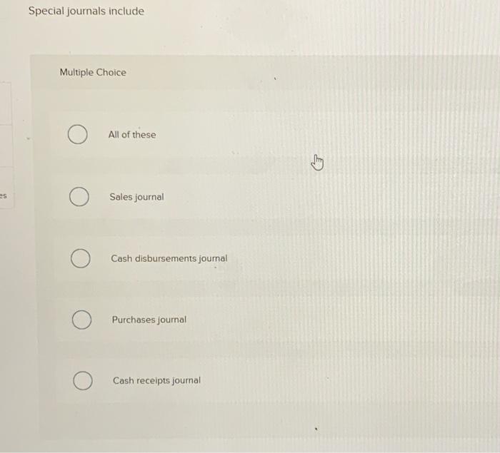 Solved Special journals include Multiple Choice All of these | Chegg.com