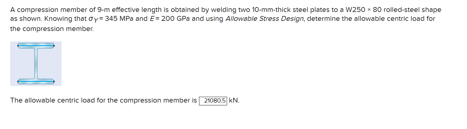 Solved A compression member of 9-m ﻿effective length is | Chegg.com