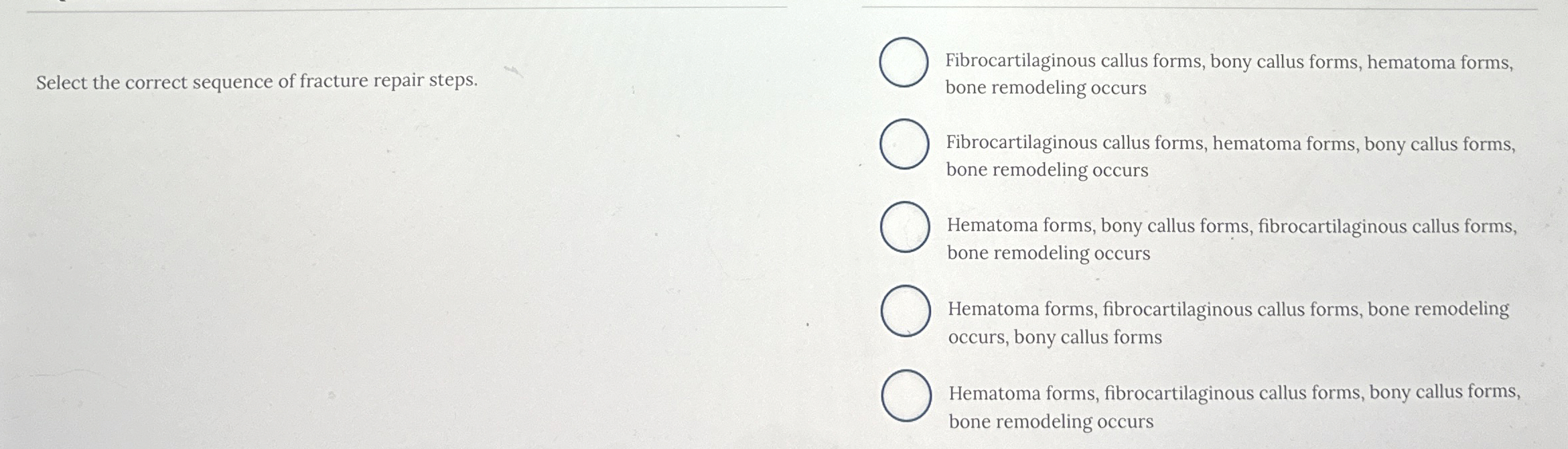 Solved Select the correct sequence of fracture repair | Chegg.com