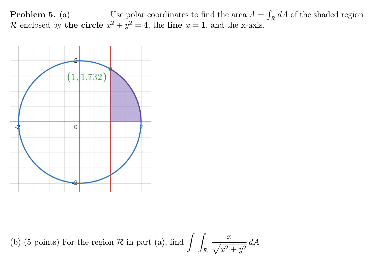 Solved Problem 5. (a) ﻿Use polar coordinates to find the | Chegg.com