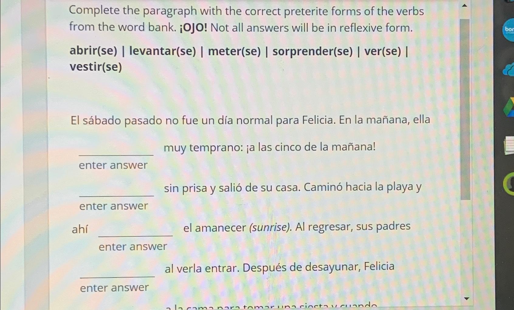 Solved Complete the paragraph with the correct preterite | Chegg.com