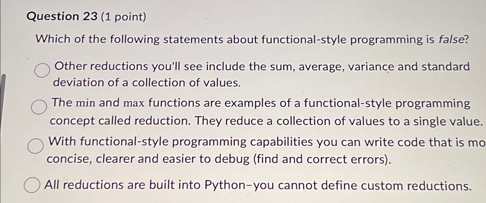 Solved Question 23 (1 ﻿point)Which of the following | Chegg.com