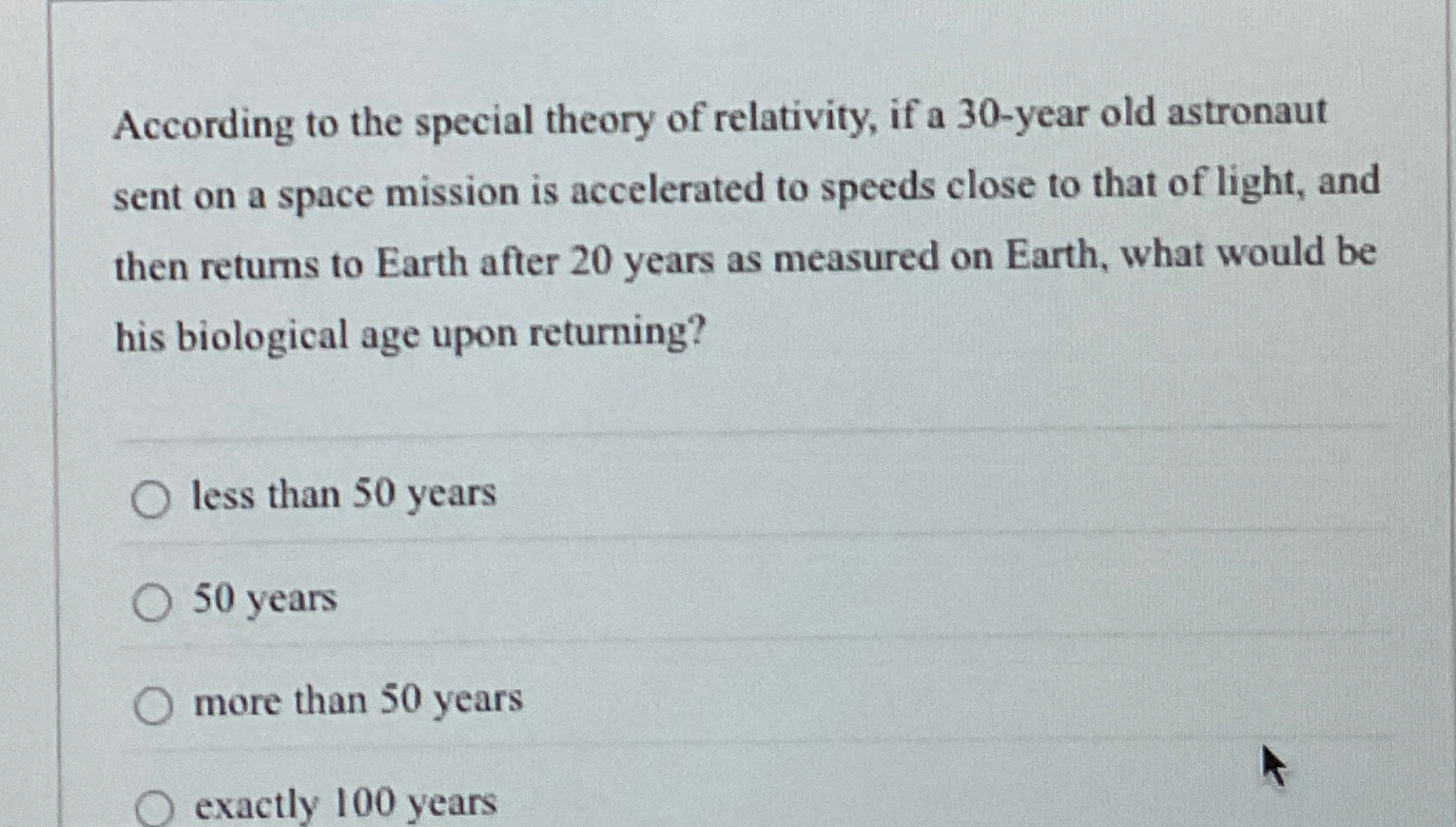 According to the special theory of relativity, if a | Chegg.com