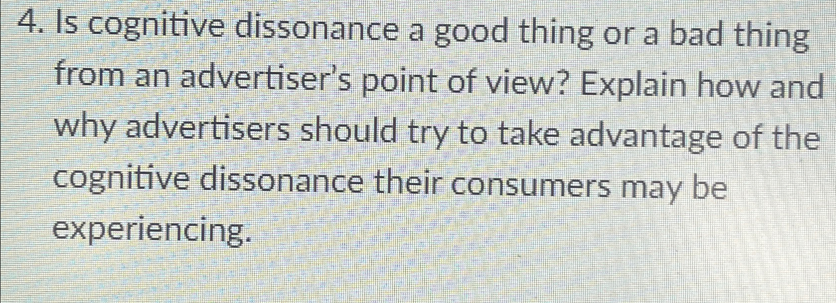 Solved Is cognitive dissonance a good thing or a bad thing | Chegg.com