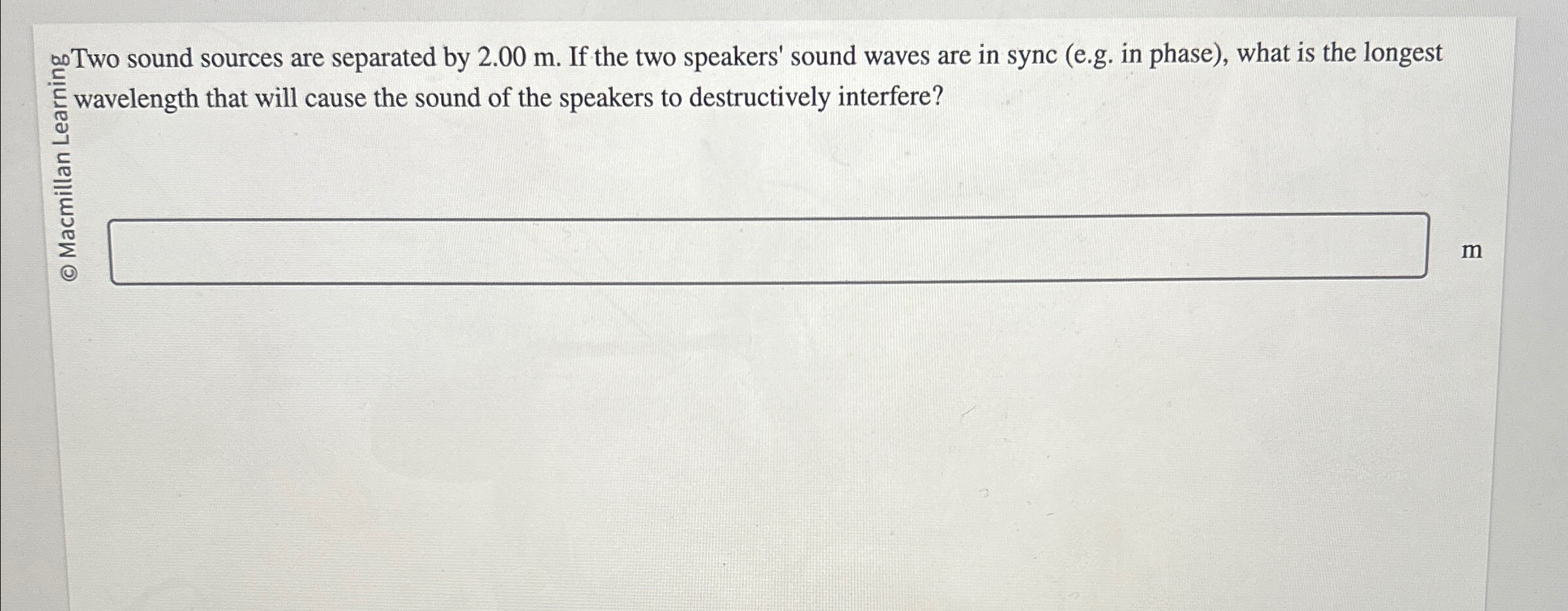 Solved wo Two sound sources are separated by 2.00m. ﻿If the | Chegg.com
