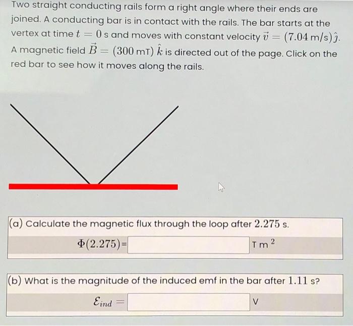 Solved Two straight conducting rails form a right angle | Chegg.com