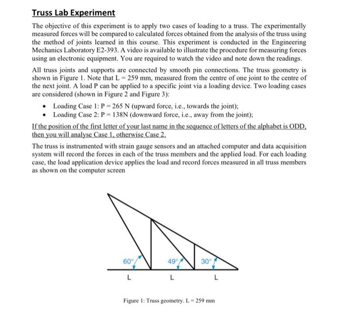 Solved Truss Lab Experiment The objective of this experiment | Chegg.com