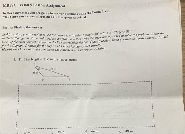 Solved MBF3C Lesson 5 Lesson Assignment In this assignment | Chegg.com