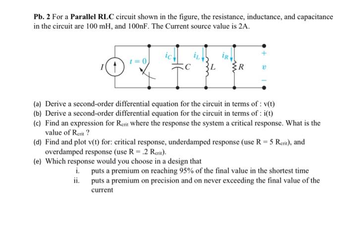 Solved Pb. 2 For a Parallel RLC circuit shown in the figure, | Chegg.com