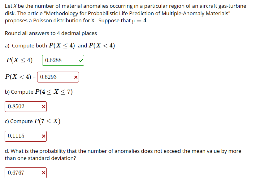 Solved Let x ﻿be the number of material anomalies occurring | Chegg.com