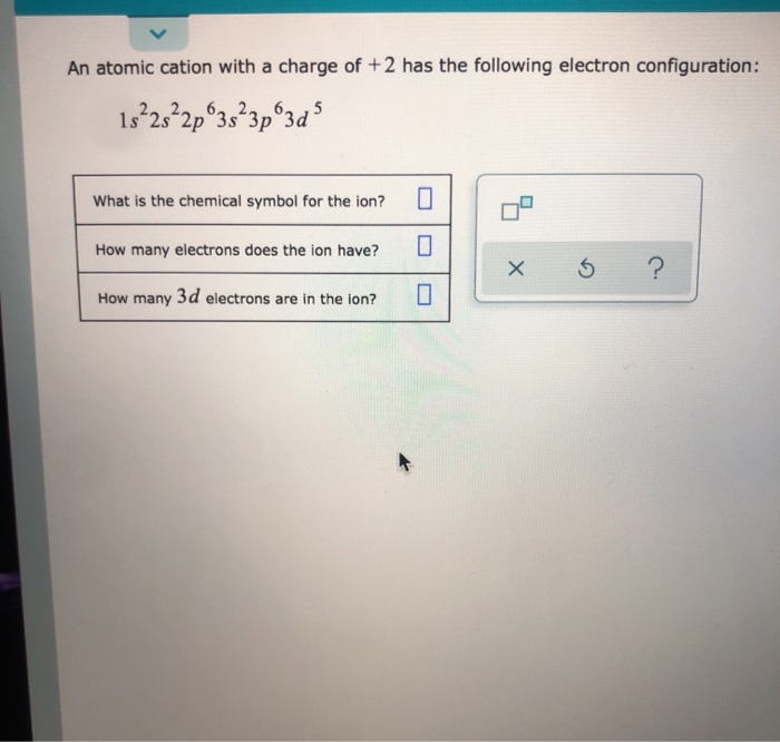 Solved An Atomic Cation With A Charge Of 2 Has The