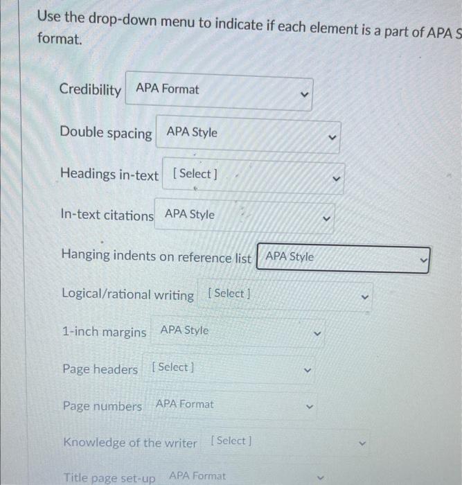 Use the drop-down menu to indicate if each element is | Chegg.com