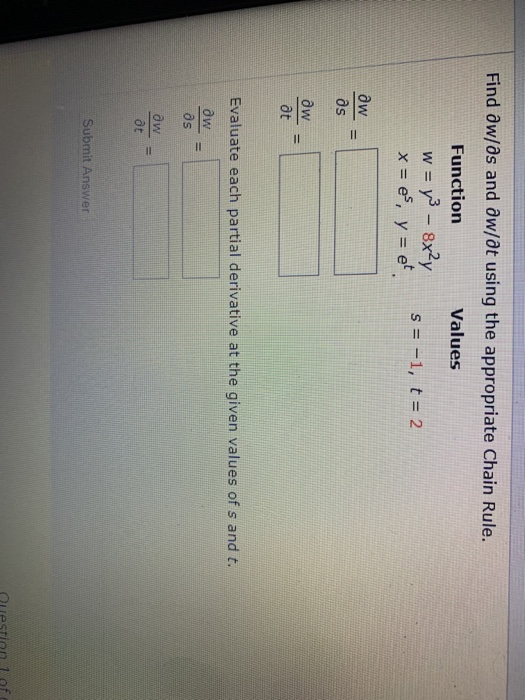 Solved Find Ow/ds and Ow/ot using the appropriate Chain | Chegg.com