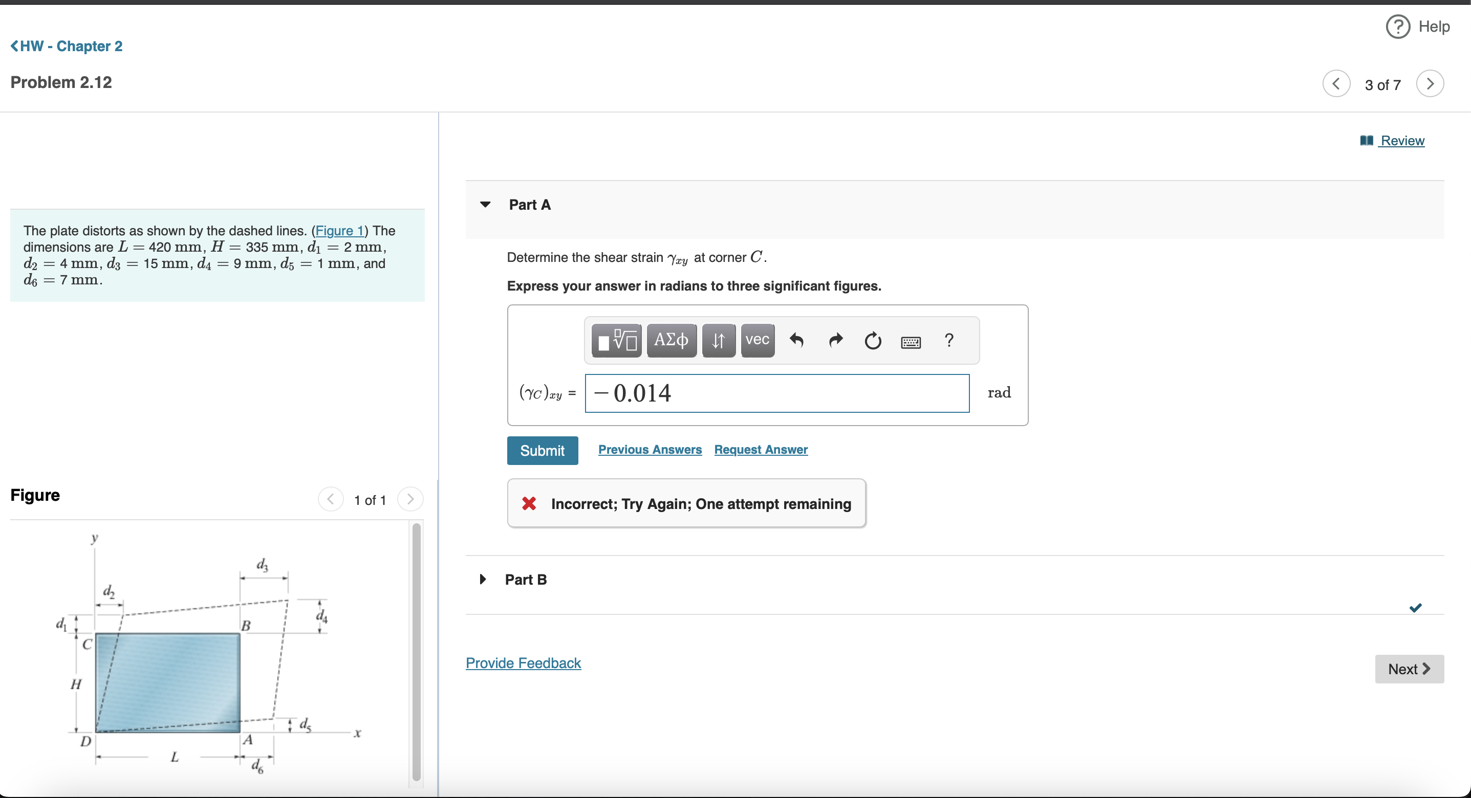 Solved Part AThe plate distorts as ﻿shown by ﻿the dashed | Chegg.com