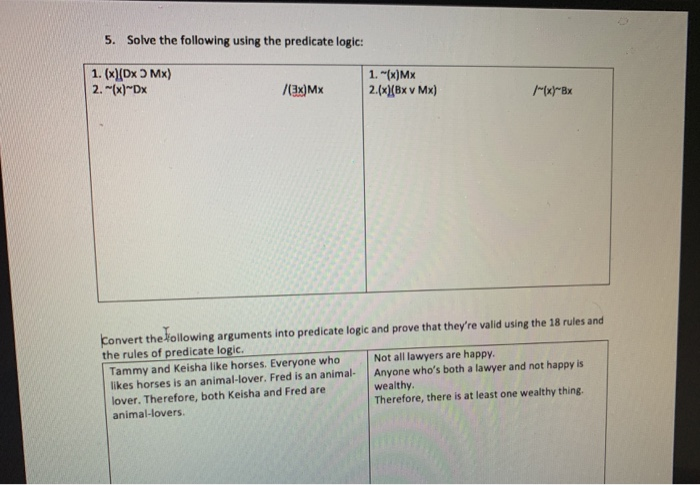Solved 5. Solve the following using the predicate logic: 1. | Chegg.com