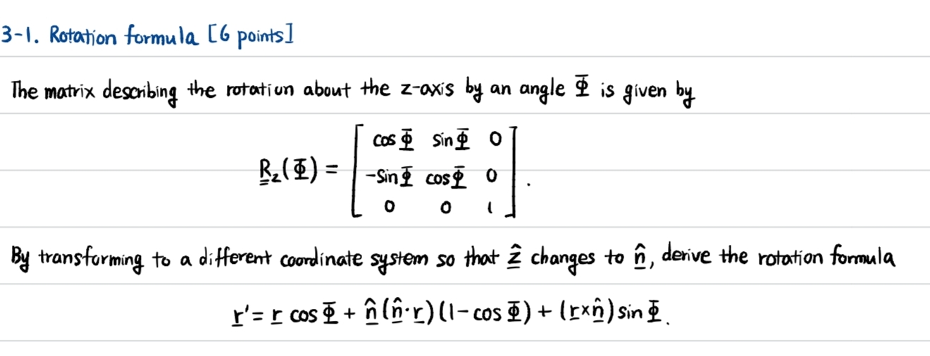 Solved 3-1. ﻿Rotation formula [6 ﻿points]The matrix | Chegg.com