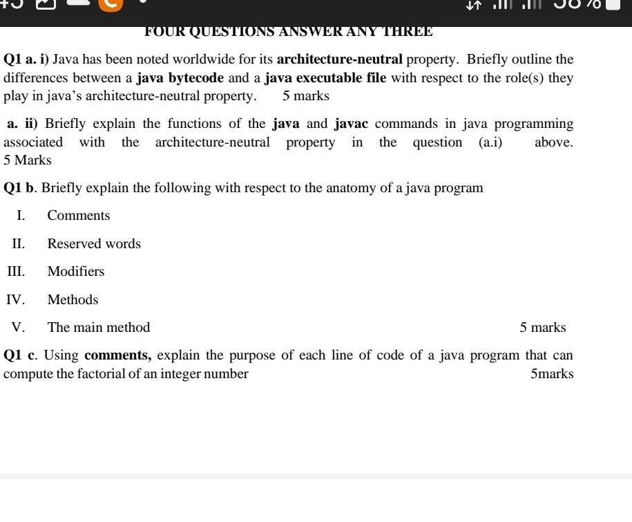 Solved Q1 a. i) Java has been noted worldwide for its | Chegg.com