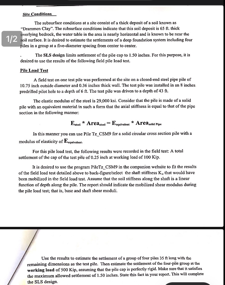 Solved Site ConditionsThe subsurface conditions at a site | Chegg.com