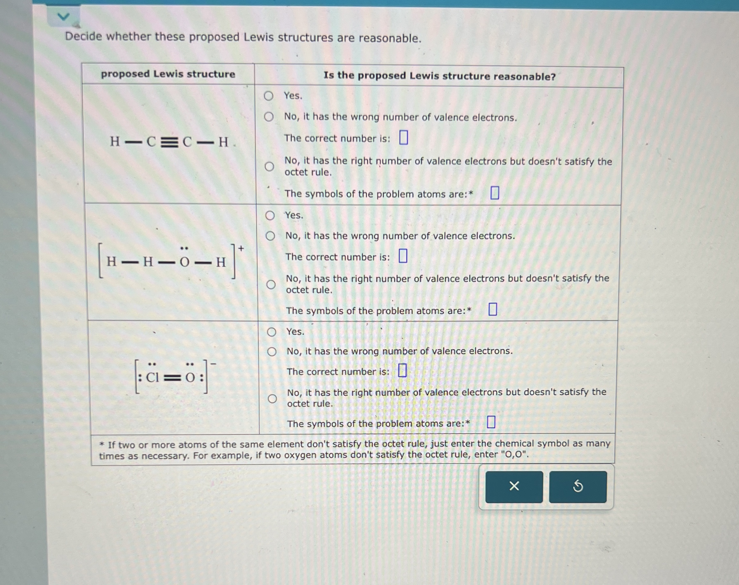 Solved Decide whether these proposed Lewis structures are | Chegg.com