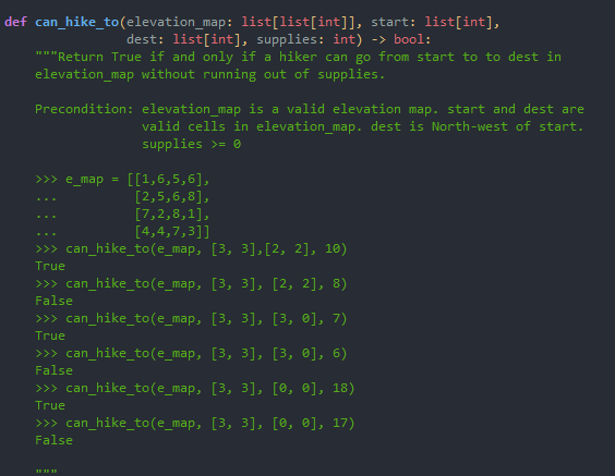 Solved def can_hike_to(elevation_map: list[list[int]], | Chegg.com