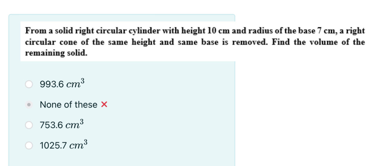 Solved From a solid right circular cylinder with height 10 | Chegg.com
