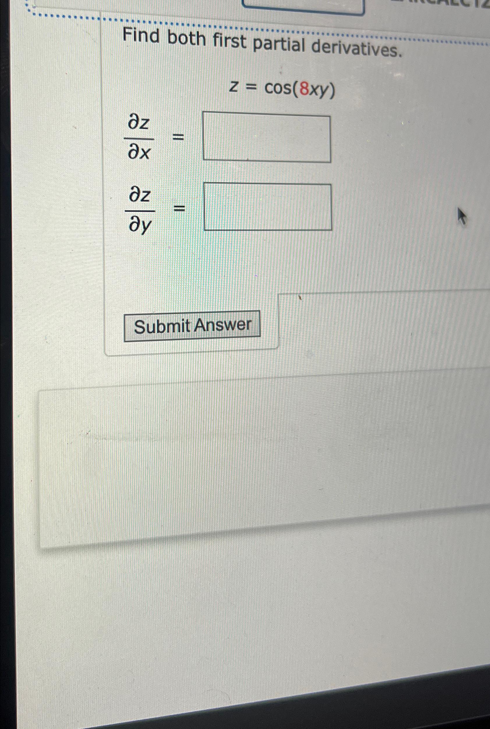 Solved Find both first partial | Chegg.com