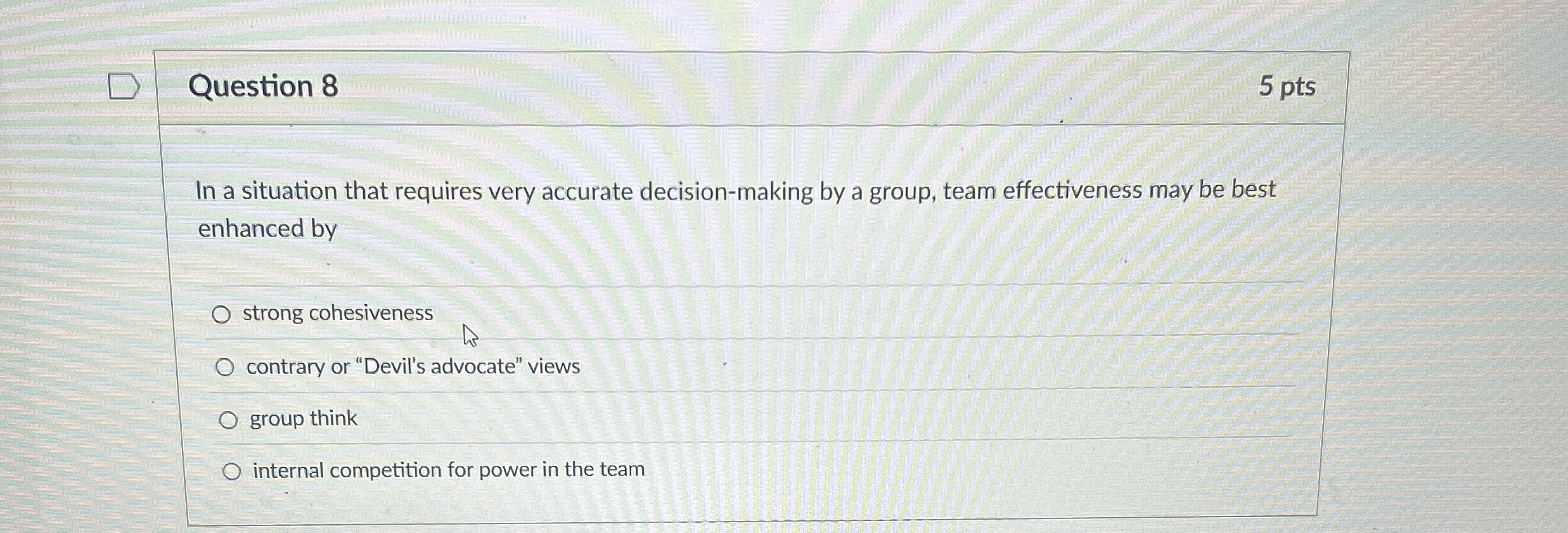 Solved Question 85 ﻿ptsIn a situation that requires very | Chegg.com