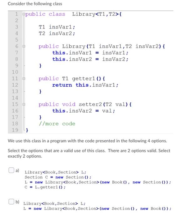 Solved Consider the following class 1 public class Library{ | Chegg.com