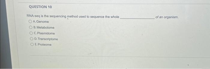 Solved RNA-seq is the sequencing method used to sequence the | Chegg.com