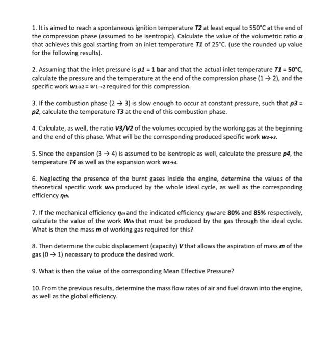 Solved Sizing of an internal combustion engine with | Chegg.com