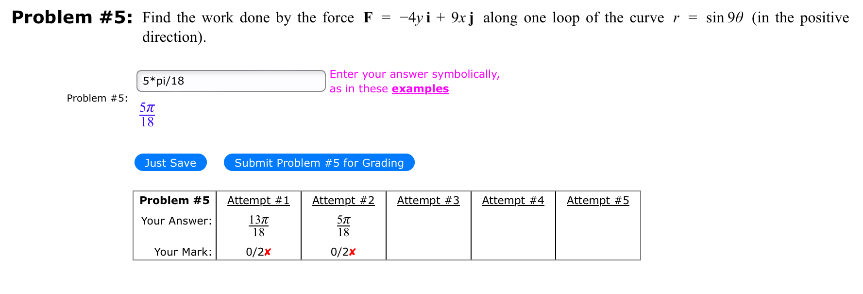Solved Problem #5: Find the work done by the force | Chegg.com