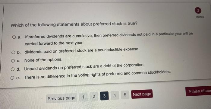 Solved Which of the following statements about preferred | Chegg.com