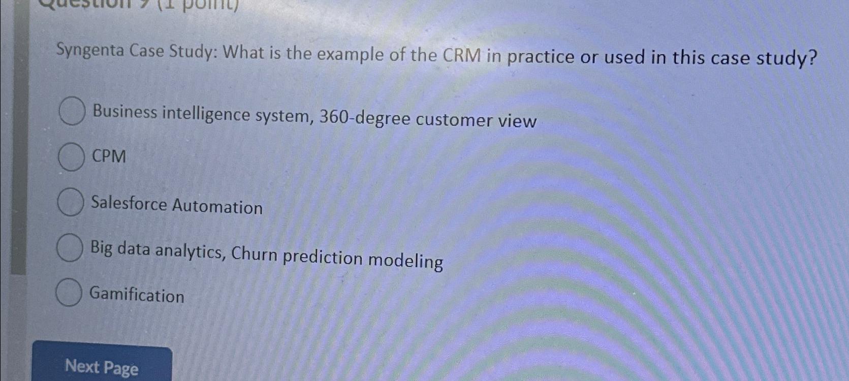 Solved Syngenta Case Study: What is the example of the CRM | Chegg.com