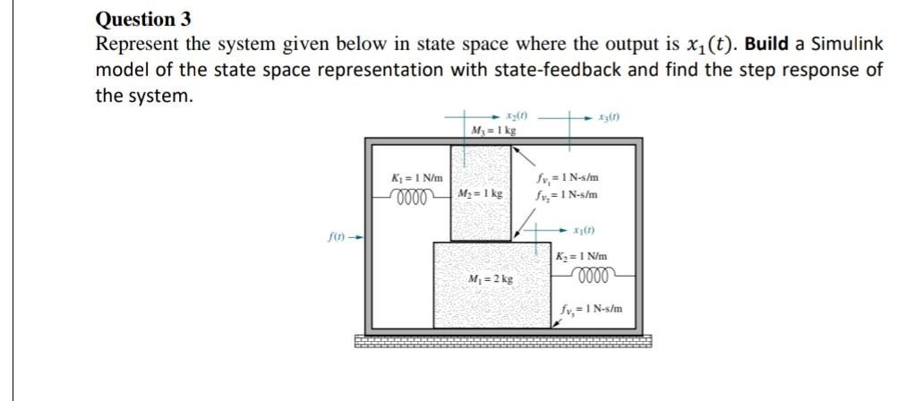 Question 3 Represent the system given below in state | Chegg.com