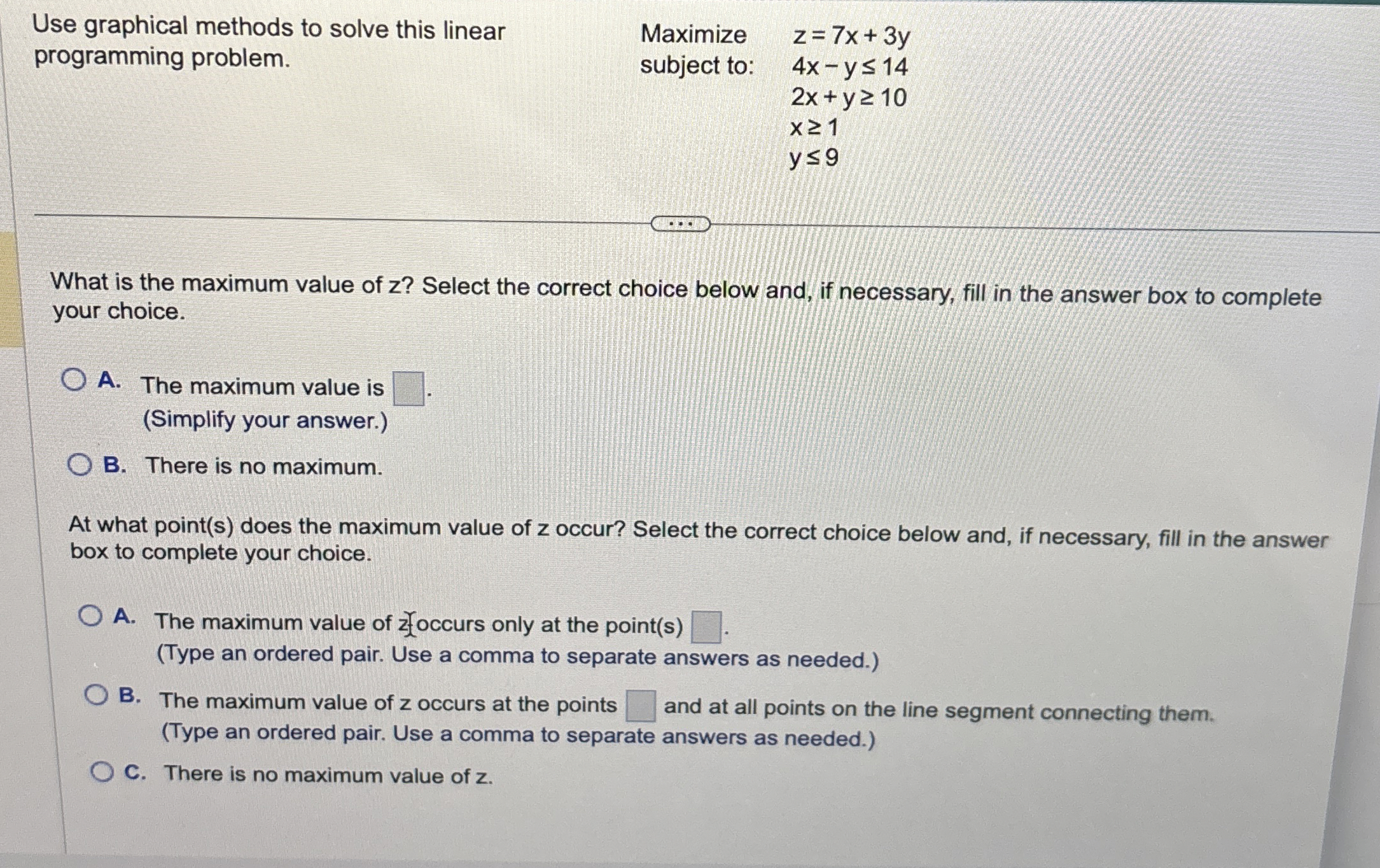 Solved Use graphical methods to solve this linear | Chegg.com