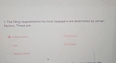 Solved The filing requirements for most taxpayers are | Chegg.com