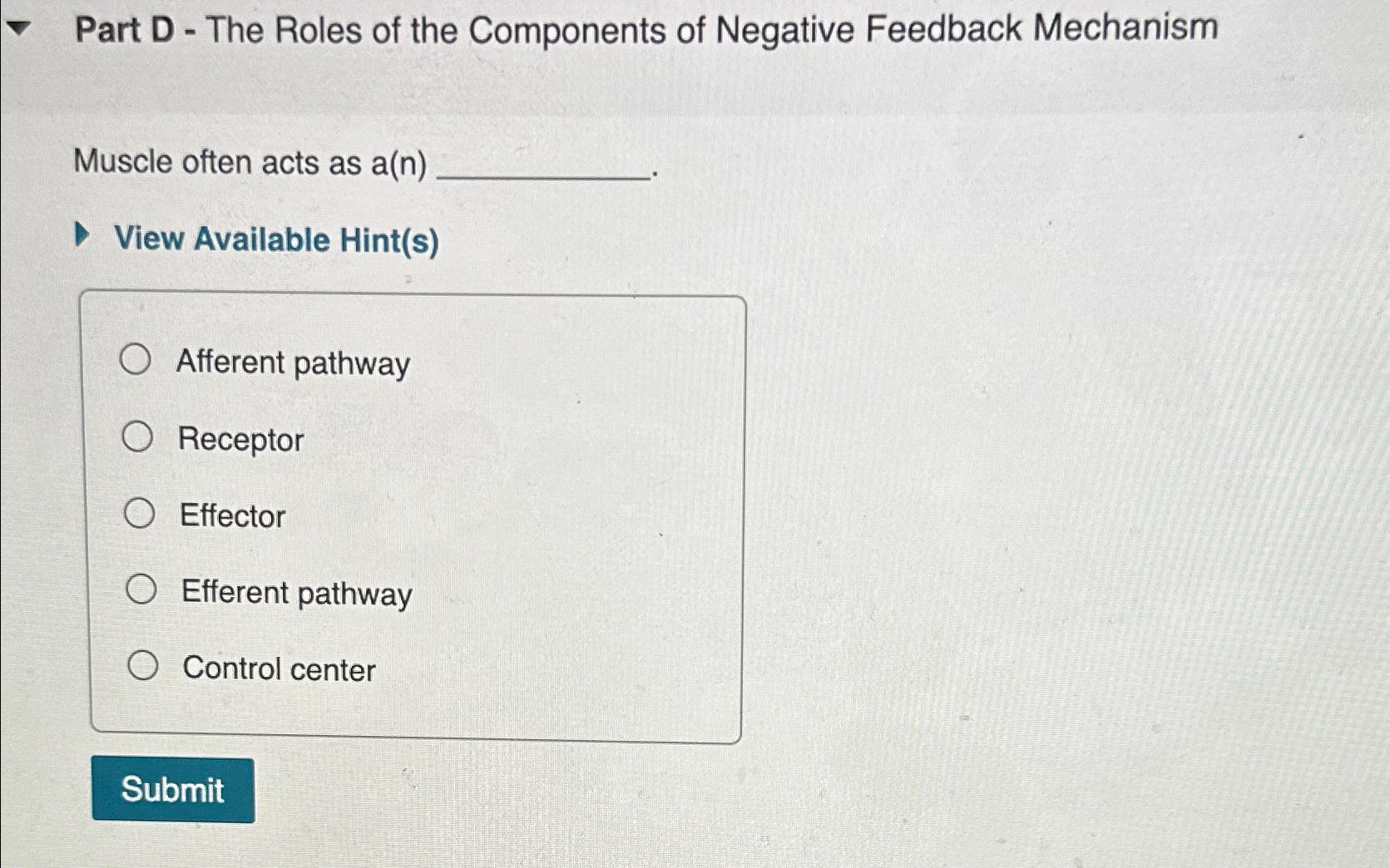 Solved Part D - ﻿The Roles of the Components of Negative | Chegg.com